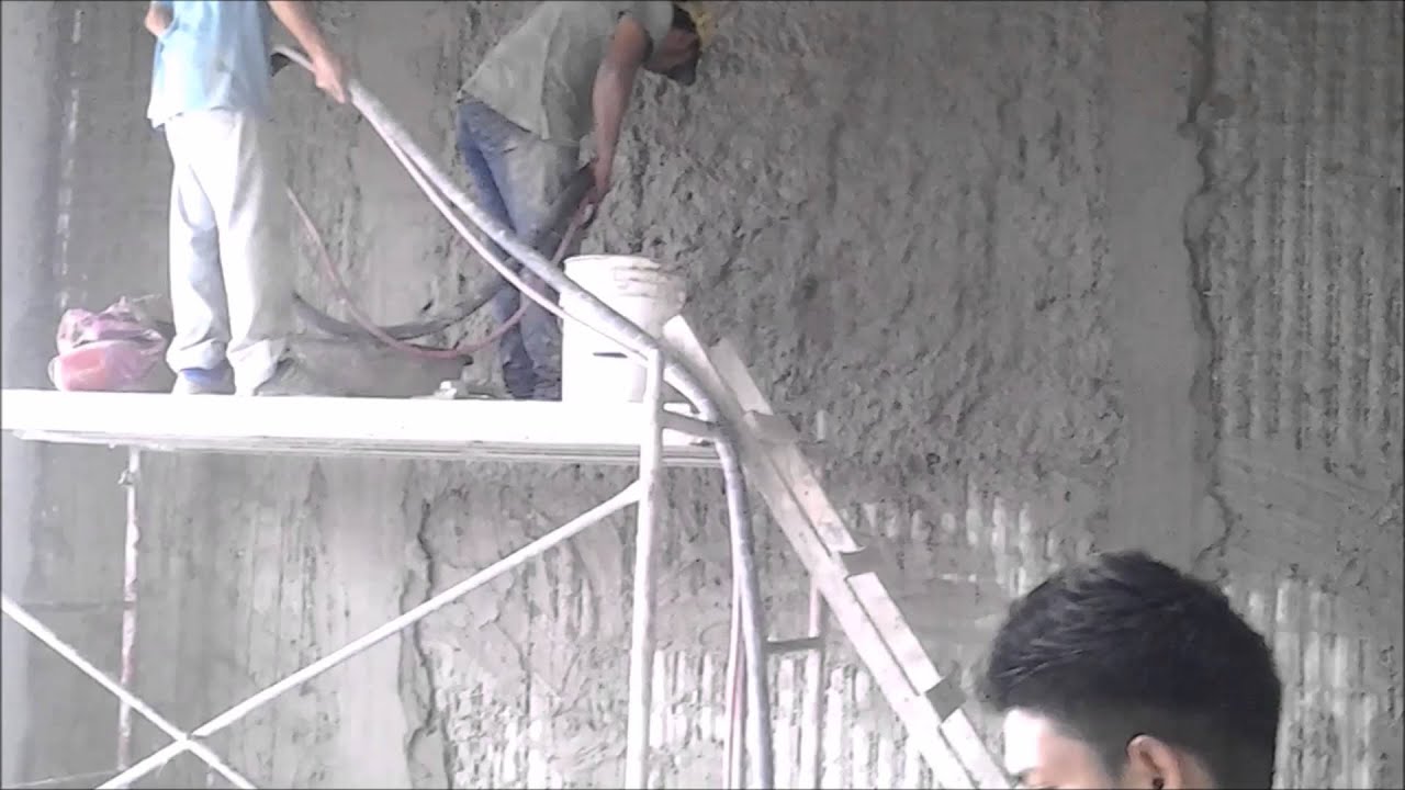 Aplicacion mortero proyectado - YouTube