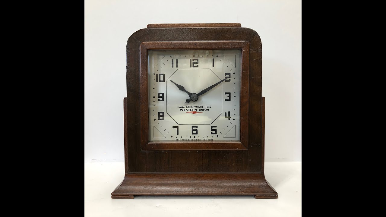 Self Winding Clock Co. Desk Clocks made for Western Union - YouTube
