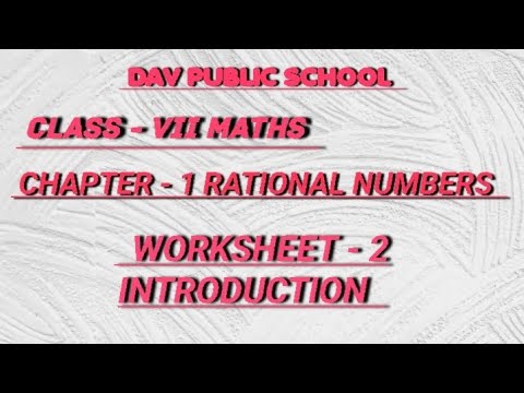 DAV maths class vii, Chapter -1 Rational numbers,Worksheet - 2 ...