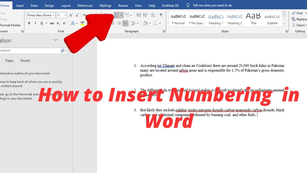 How to insert Numbering in Word | Numbering in Word - YouTube