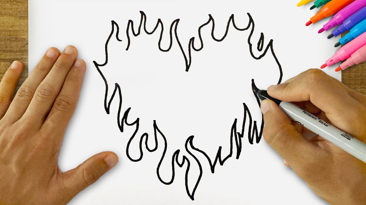 How to Draw a Flaming Heart? Very Easy Heart Drawing - Step by Step ...