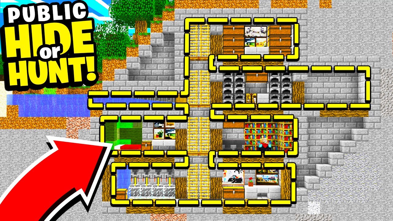 we made a SECRET underground Minecraft Faction Base in Hide or Hunt ...