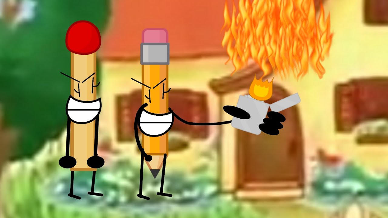 Pencil And Match (BFDI) Burn Timothy's House/Grounded BIG TIME - YouTube