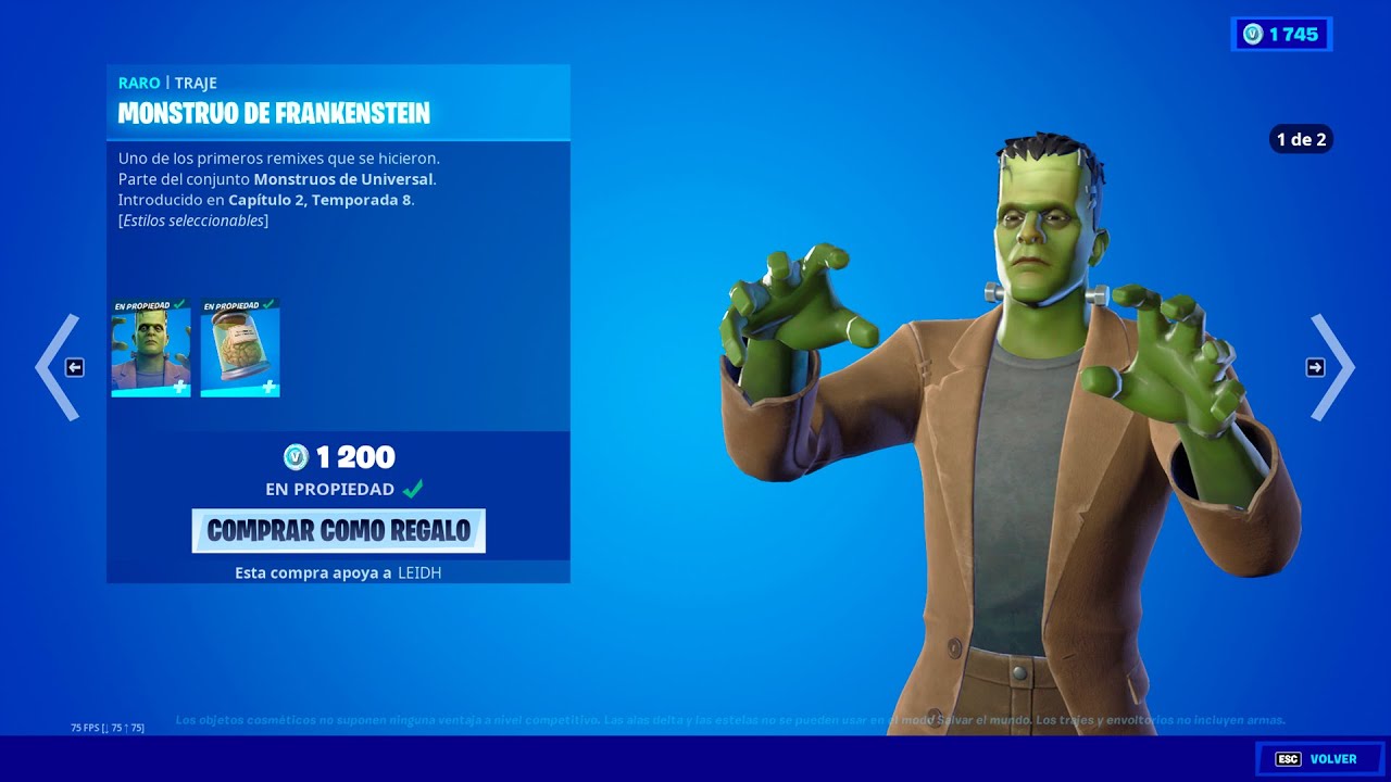 NUEVA SKIN *MONSTRUO DE FRANKENSTEIN* NUEVA TIENDA FORTNITE HOY 05 DE ...