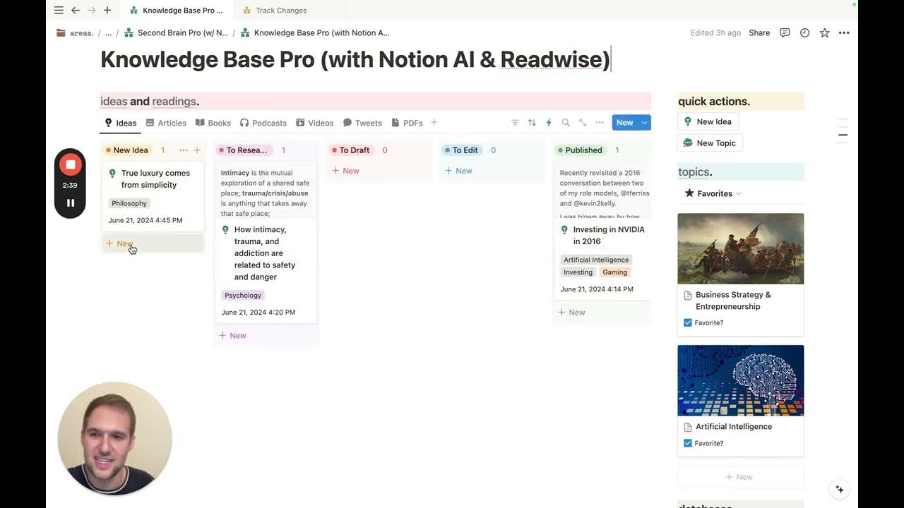 Knowledge Base Pro (with Notion AI + Readwise) Walkthrough - YouTube