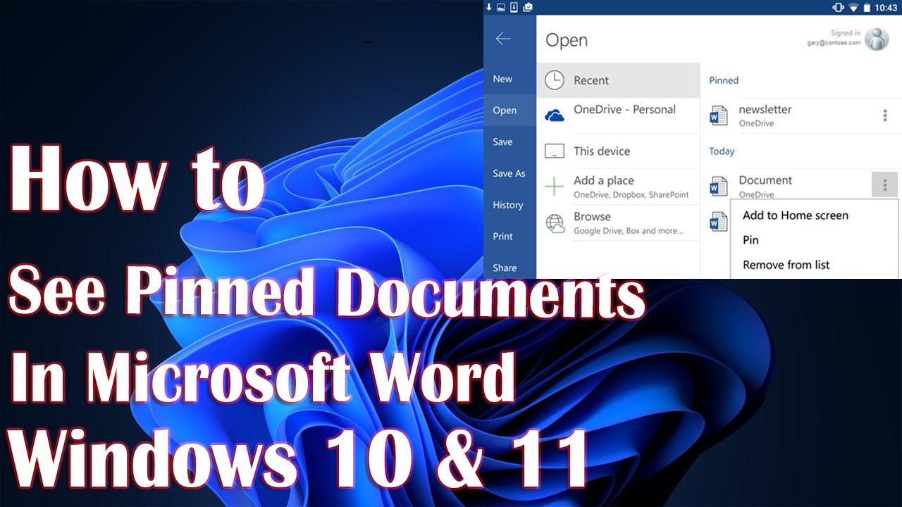 See Pinned Documents In Microsoft Word - How To - YouTube