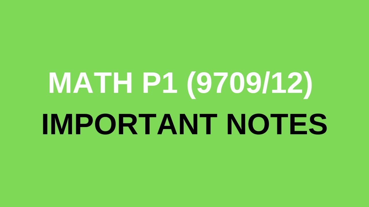 A1 Math P1: P1’s IMPORTANT NOTES! Fri, 15 October 2021. - YouTube