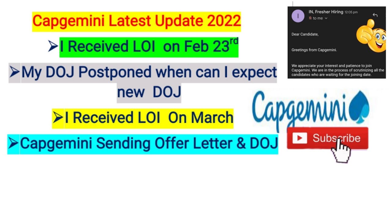 Capgemini Offer Letter and Date of Joining Update 2022|Important update ...