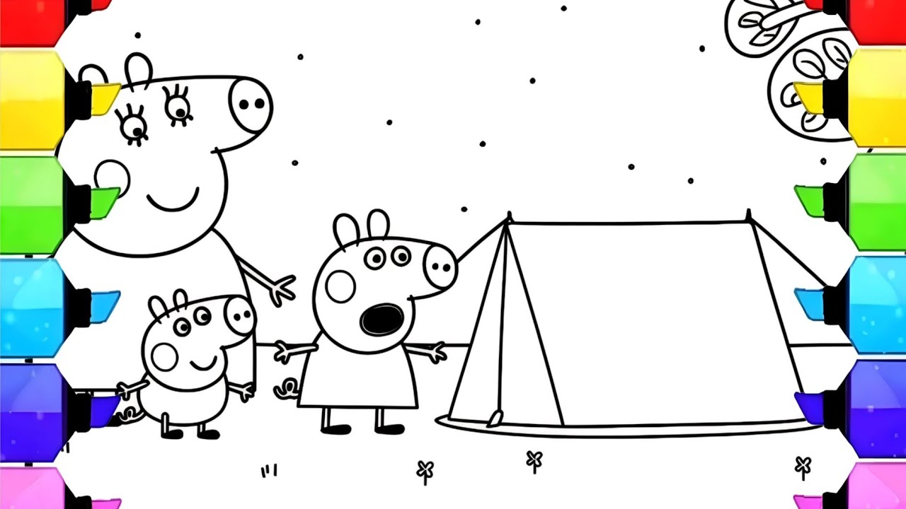 Pappa, George and Mummy Pig are on holiday Drawing Easy, Peppa Pig ...