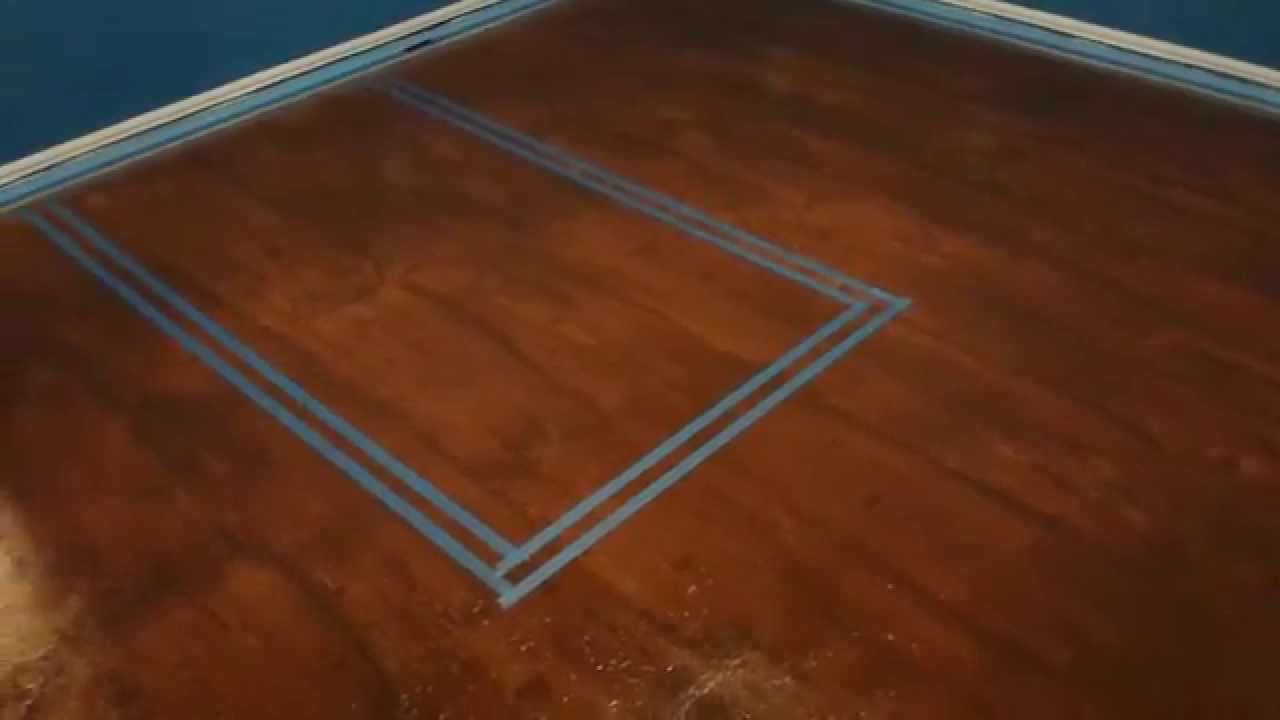 Painted Plywood Floors - Basketball Court - Finished Stain / Starting ...