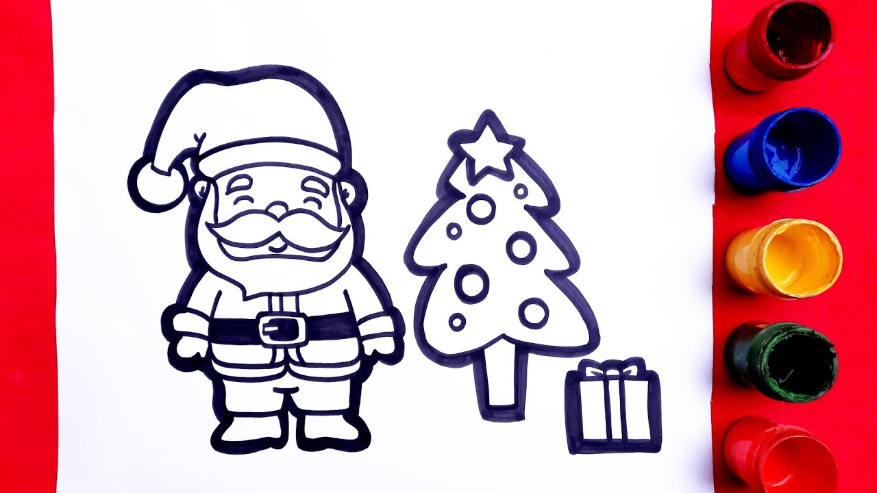 How to Draw Santa Clause | Christmas Tree and Santa Clause Gifts ...