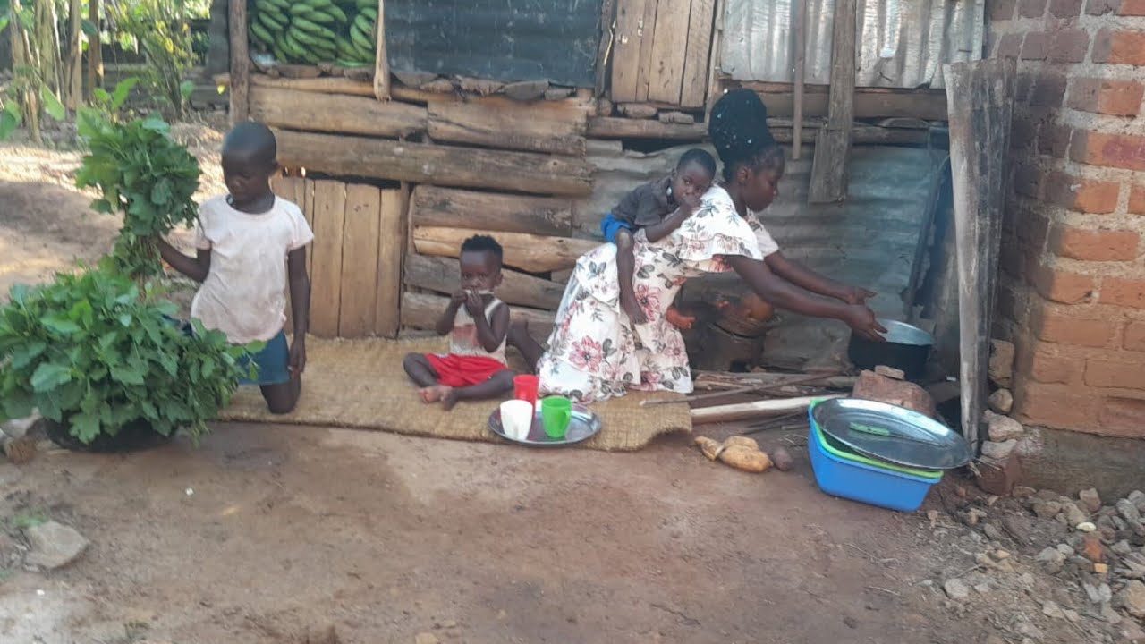 Village Evening Routine in an African Traditional Homestead; Daily Life ...