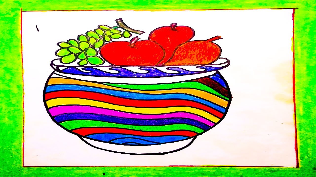 how to draw a pot of fruit - YouTube