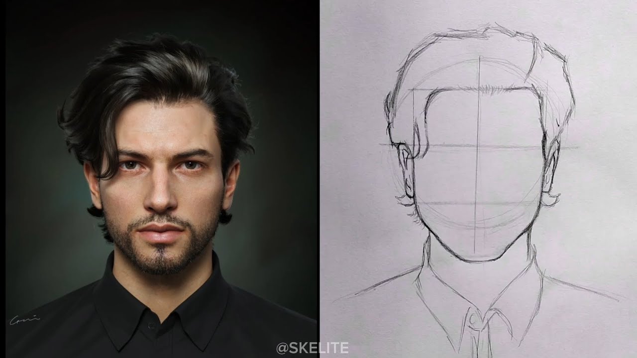How to draw boy portrait freehand - Loomis Method Practice - YouTube