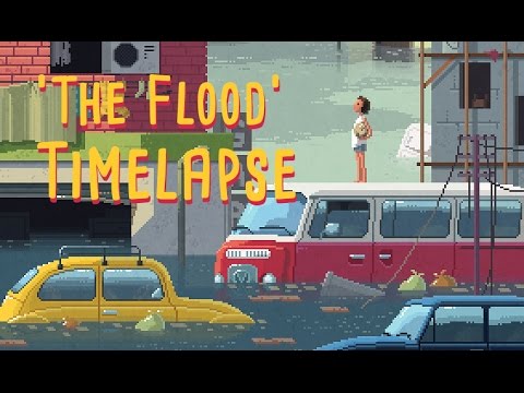 Pixel art Scene #22: 'The Flood' Timelapse - YouTube
