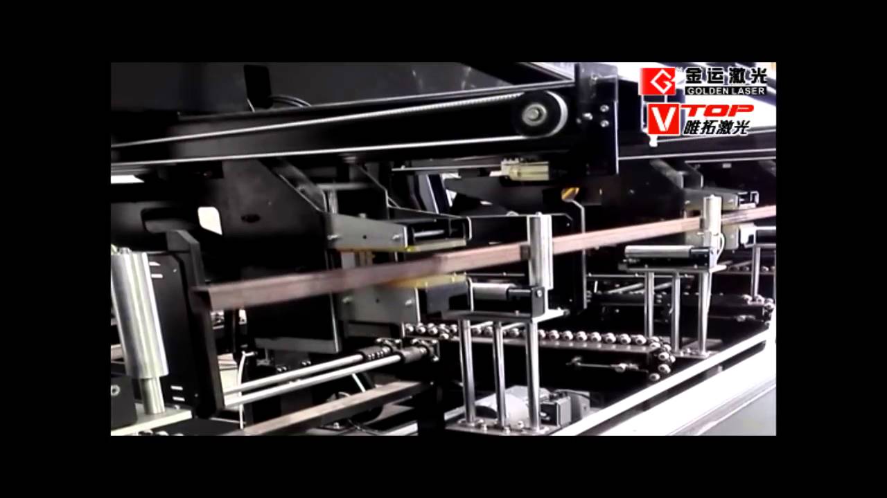 Pipe laser cutter with automatic bundle loader loading process - YouTube