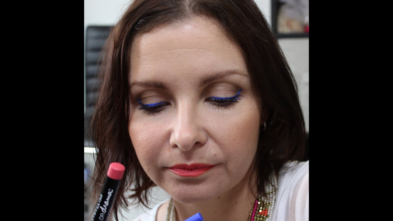 // Electric Blue Eyeliner and Neon Coral Lips Tutorial // - YouTube
