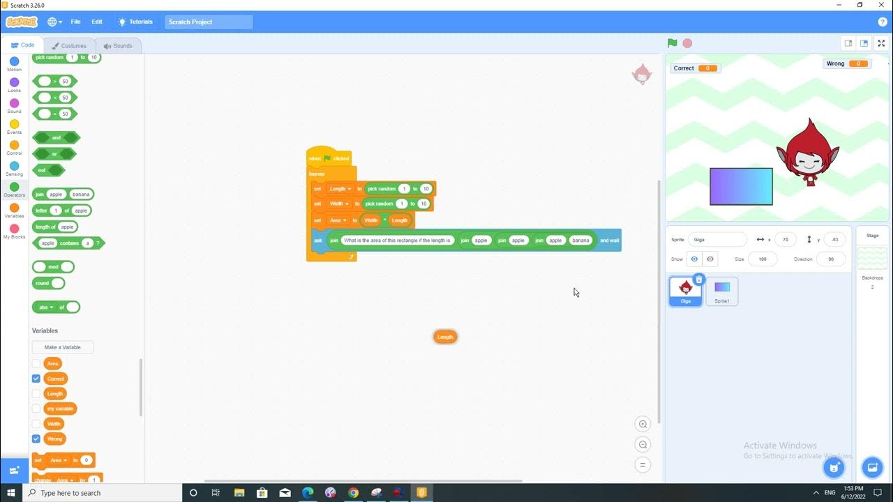 Scratch 3: To find out the area of a rectangle - YouTube