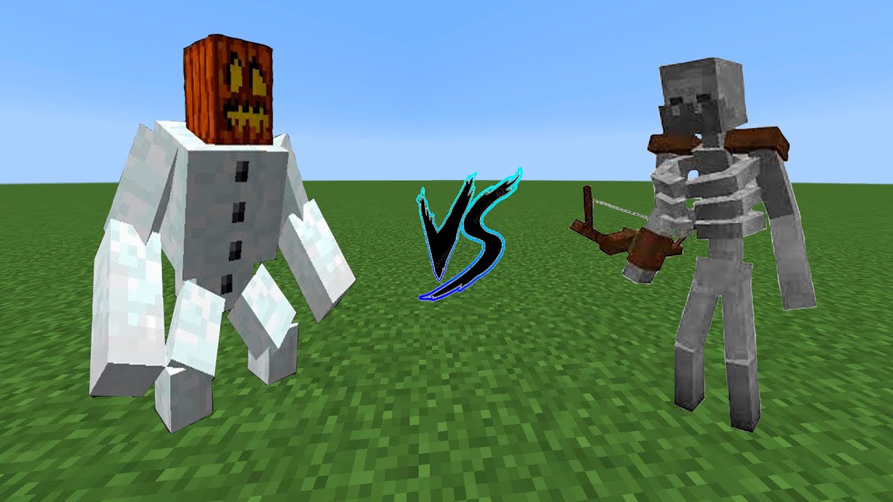 SNOW golem vs skeleton MUTANT battle mobs in minecraft! - YouTube