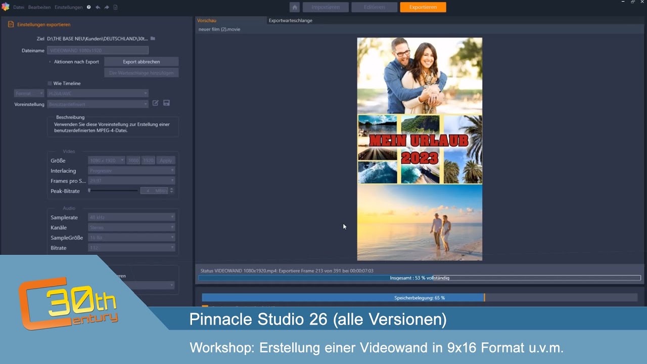 Hochkant-Videowand erstellen + als 9x16 Video exportieren ...