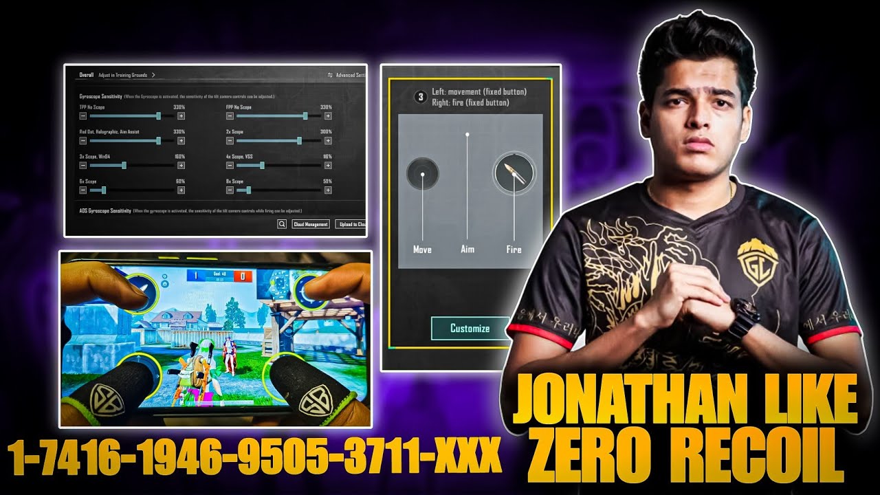 JONATHAN SENSITIVITY SETTINGS | BGMI SENSITIVITY CODE TODAY ⚡3.5 UPDATE ...