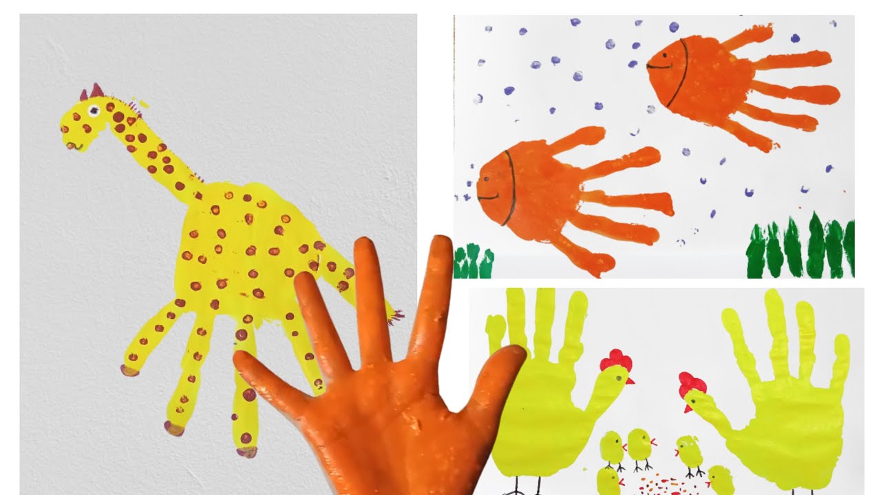 How to Hand Painting Animals for Kids l Beautiful hand/finger Painting ...