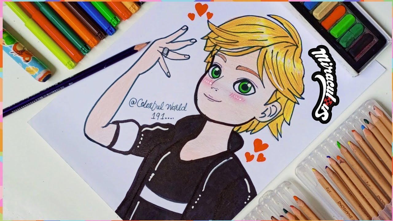 How to draw Miraculous ladybug Adrian drawing🙂 Drawing and coloring ...