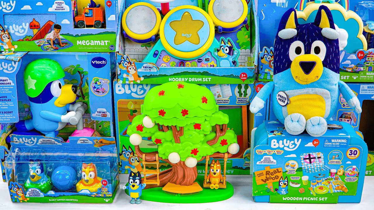 Bluey Toy Collection Unboxing Review | Bluey Tree Playset & Bluey ...