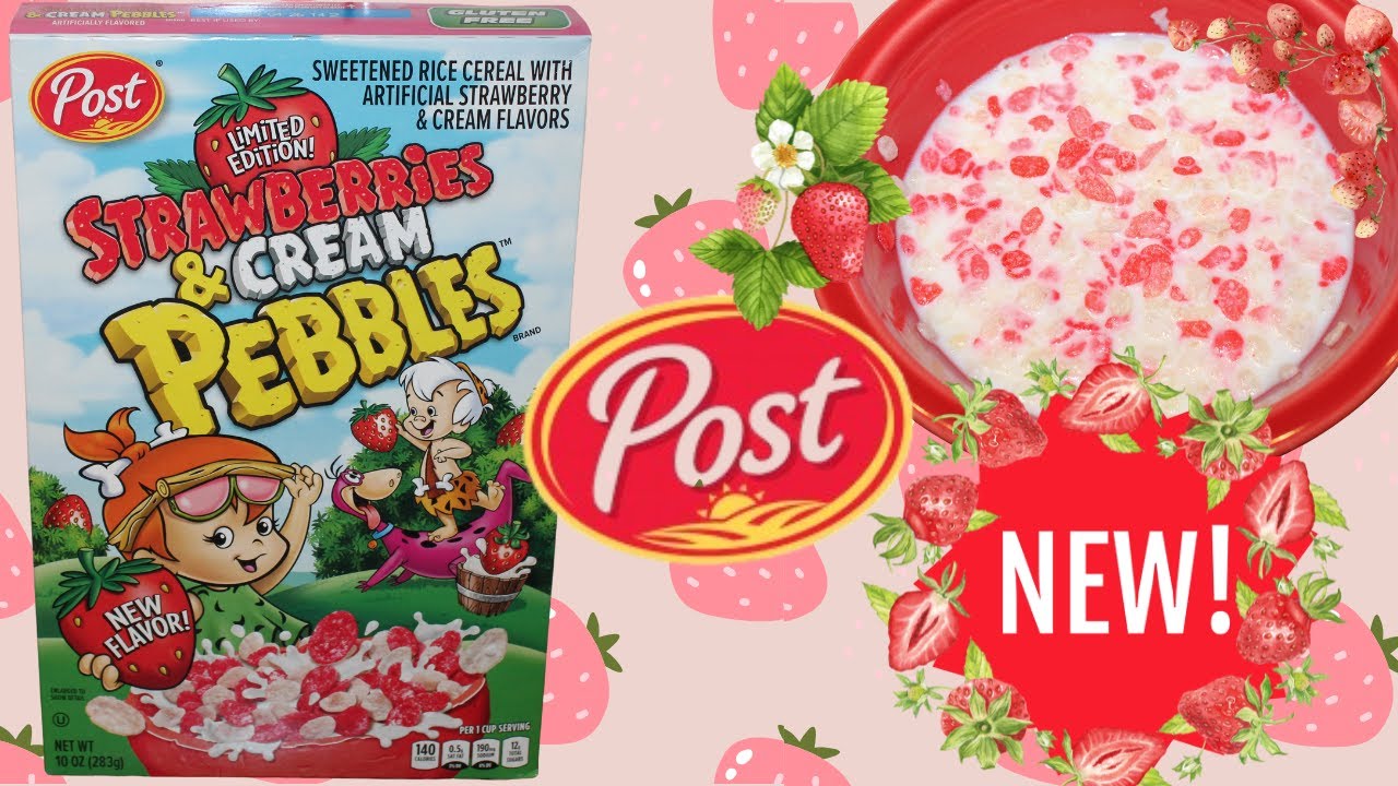 Post Strawberries & Cream Pebbles Cereal Review - YouTube