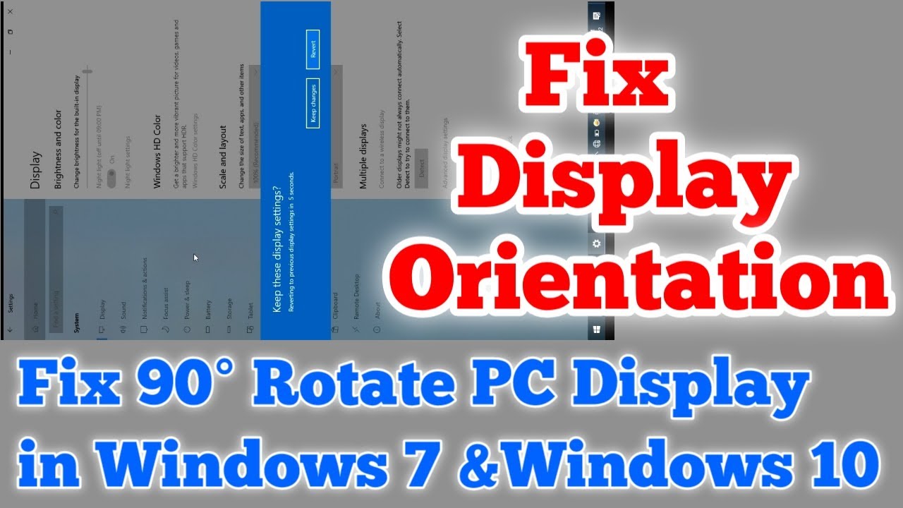 How to fix Display 90° rotate in windows 10 & 7 - YouTube