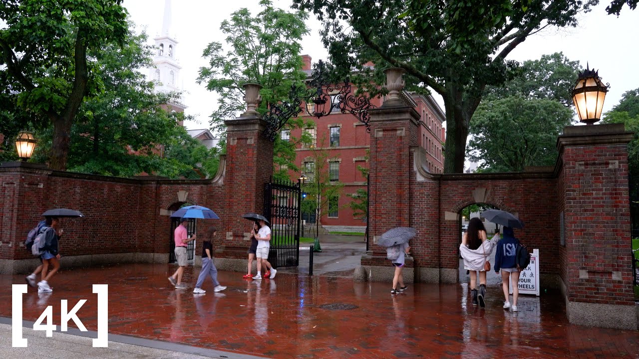 [4K] Walking at Harvard University - Rainy Day ASMR - Cambridge, MA ...