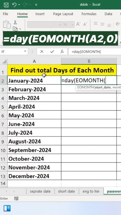 Excel trick to find days || #exceltutorial #exceltricks #exceltips - YouTube