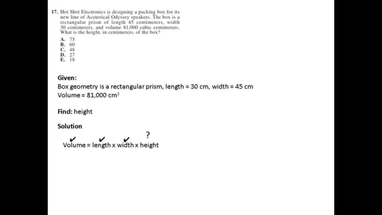 Preparing for the ACT Test - Math: Problem 17 - YouTube