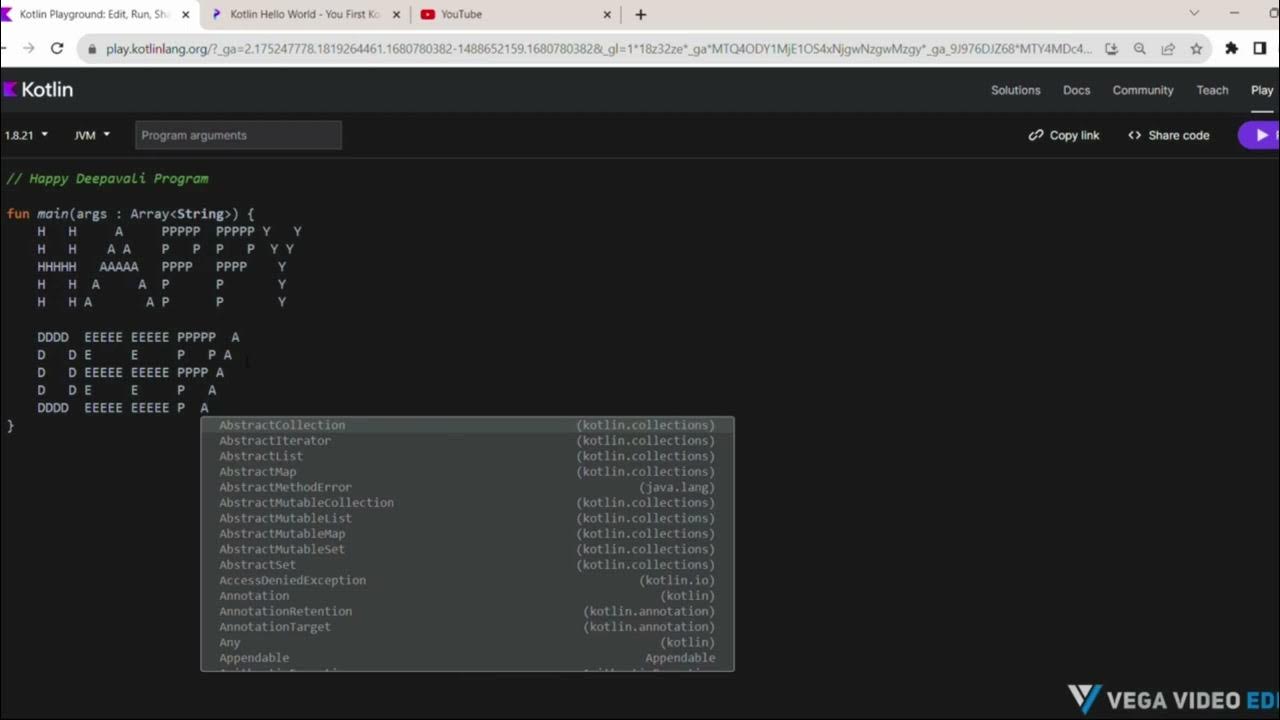 Kotlin (Programming Language) Project 11: 'Happy Deepavali' Created by Trishanth Kumar - YouTube