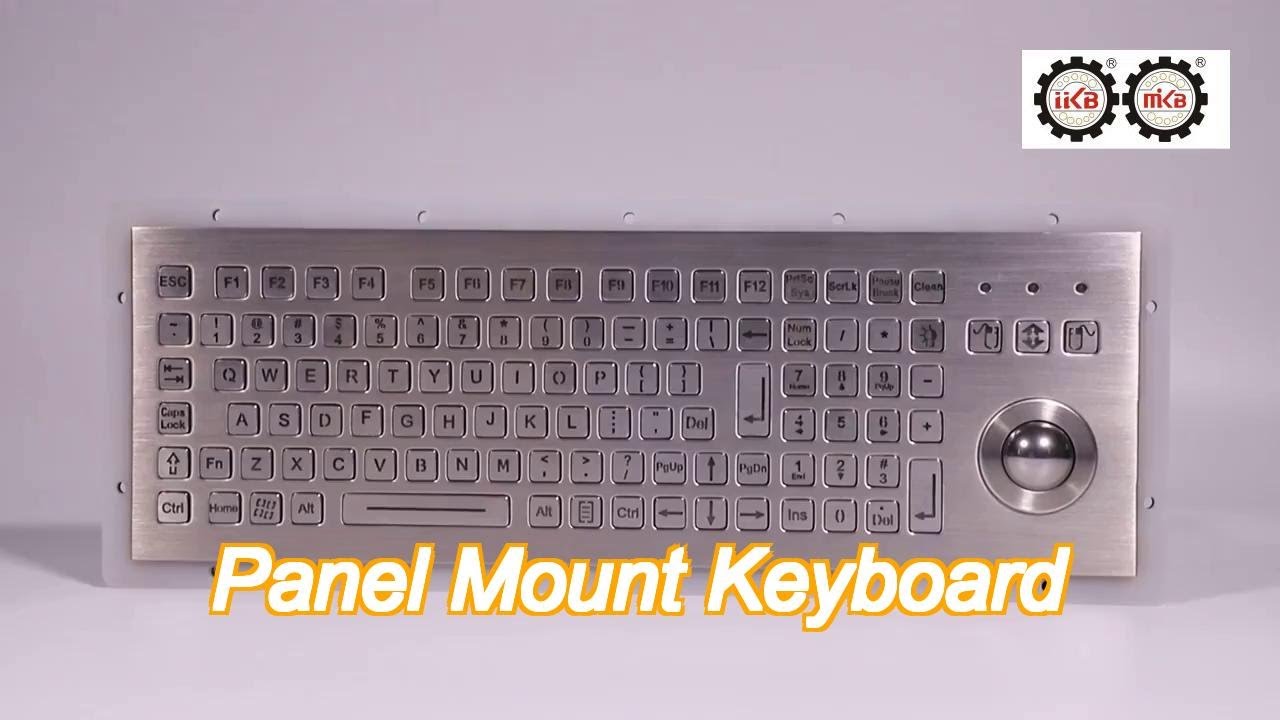 Mini Size Ruggedized Panel Mount Keyboard Fn Keys Trackball Rear Panel ...