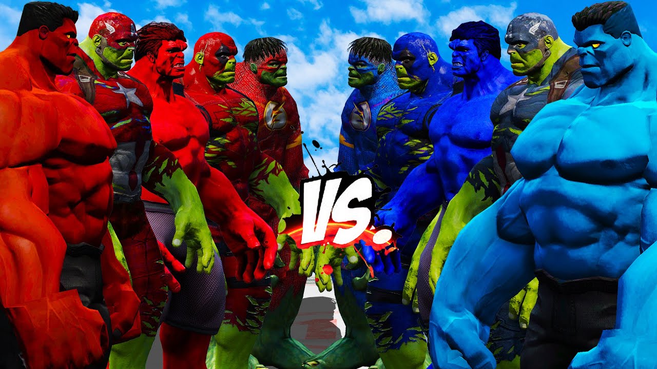 TEAM RED HULK VS TEAM BLUE HULK(CAPTAIN HULK, DEADPOOL HULK, FLASH HULK ...