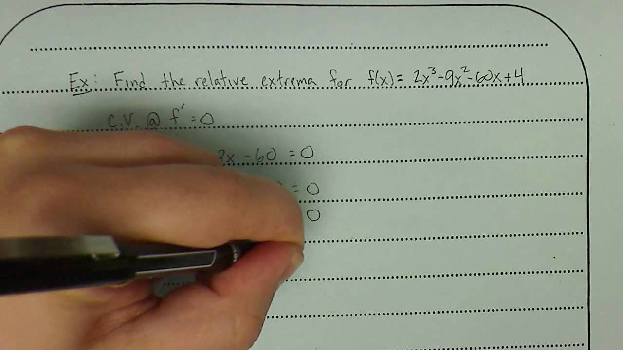 Relative Extrema - Example 1 - Calculus I - YouTube