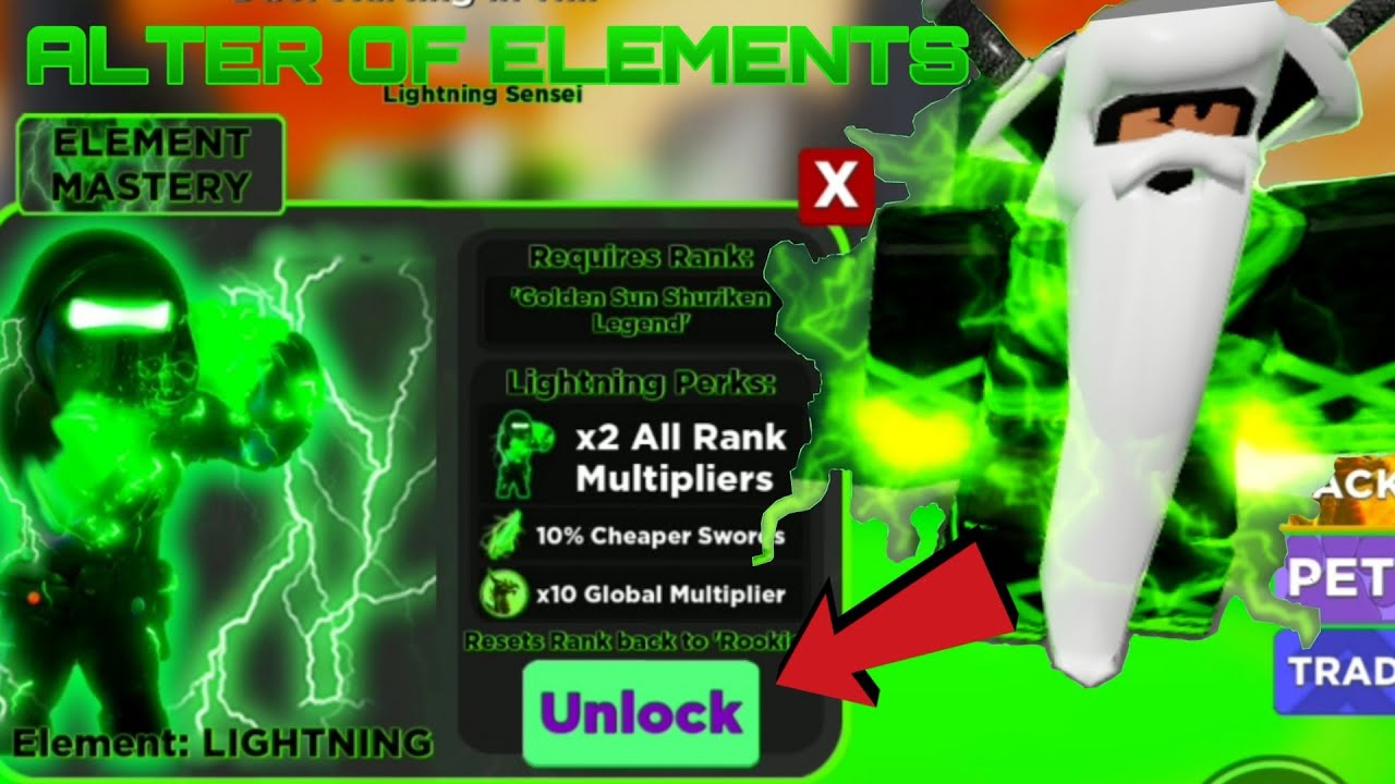 UNLOCK LIGHTNING ELEMENT - ALTER OF ELEMENTS - Roblox | Ninja Legends ...