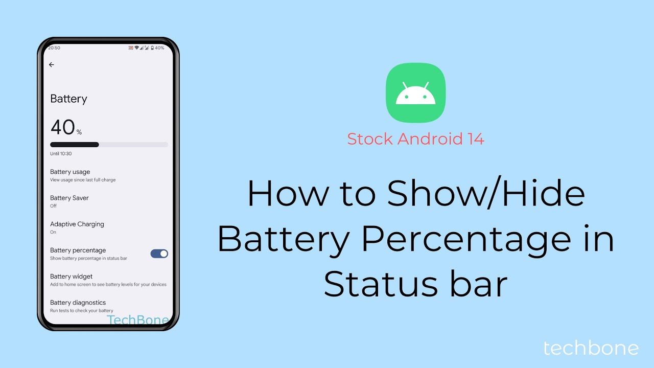 How to Show/Hide Battery Percentage in Status bar [Android 14] - YouTube