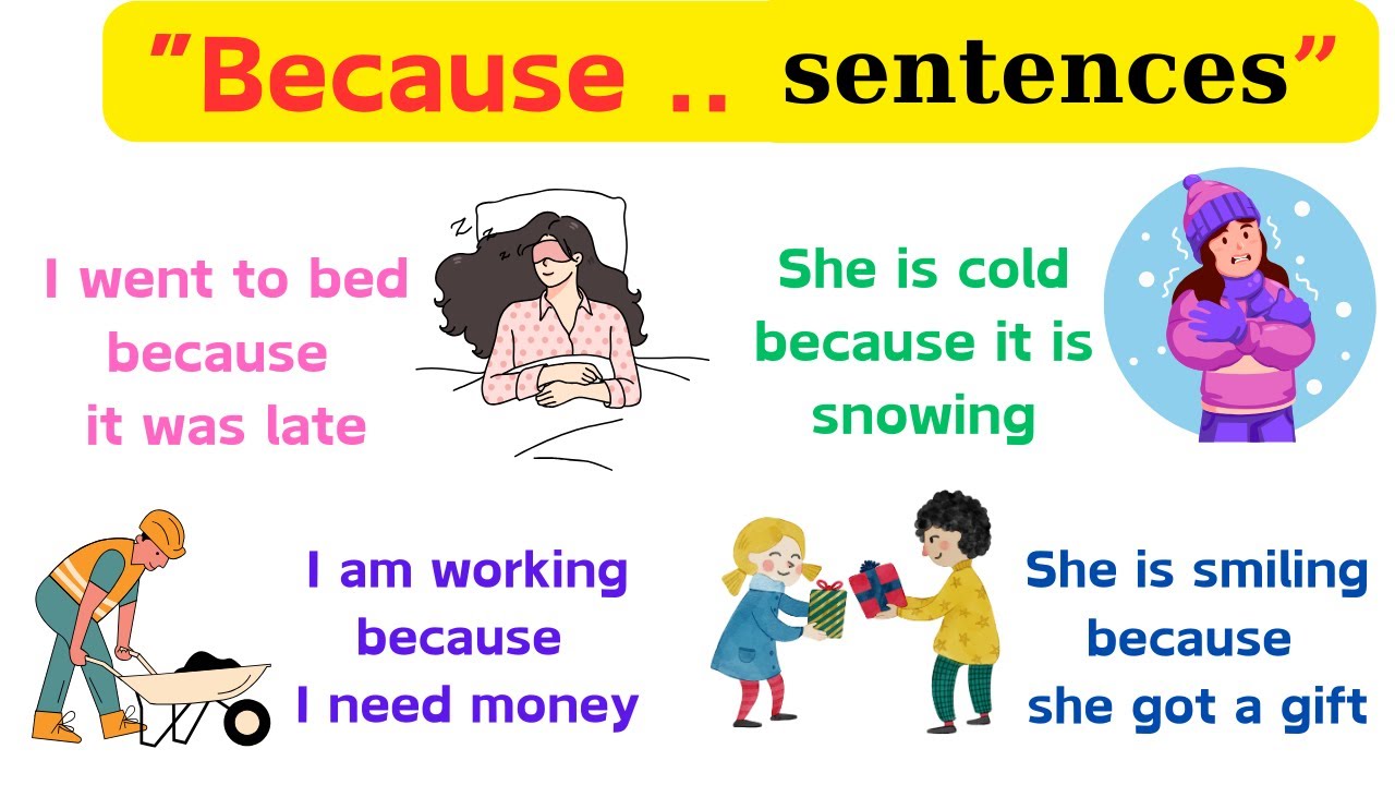 "Because ..." Sentences | Conjunctions: BECAUSE | Simple Sentences ...