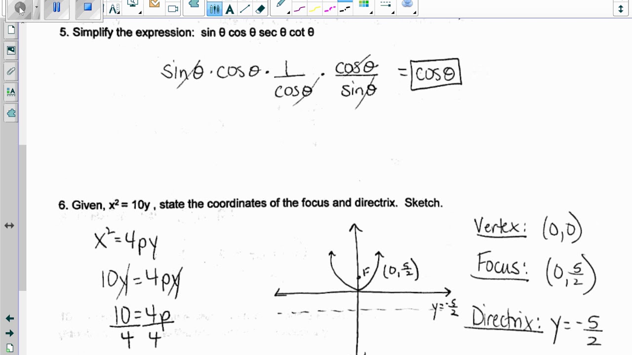 Precalc: Conic Sections Review Packet - YouTube