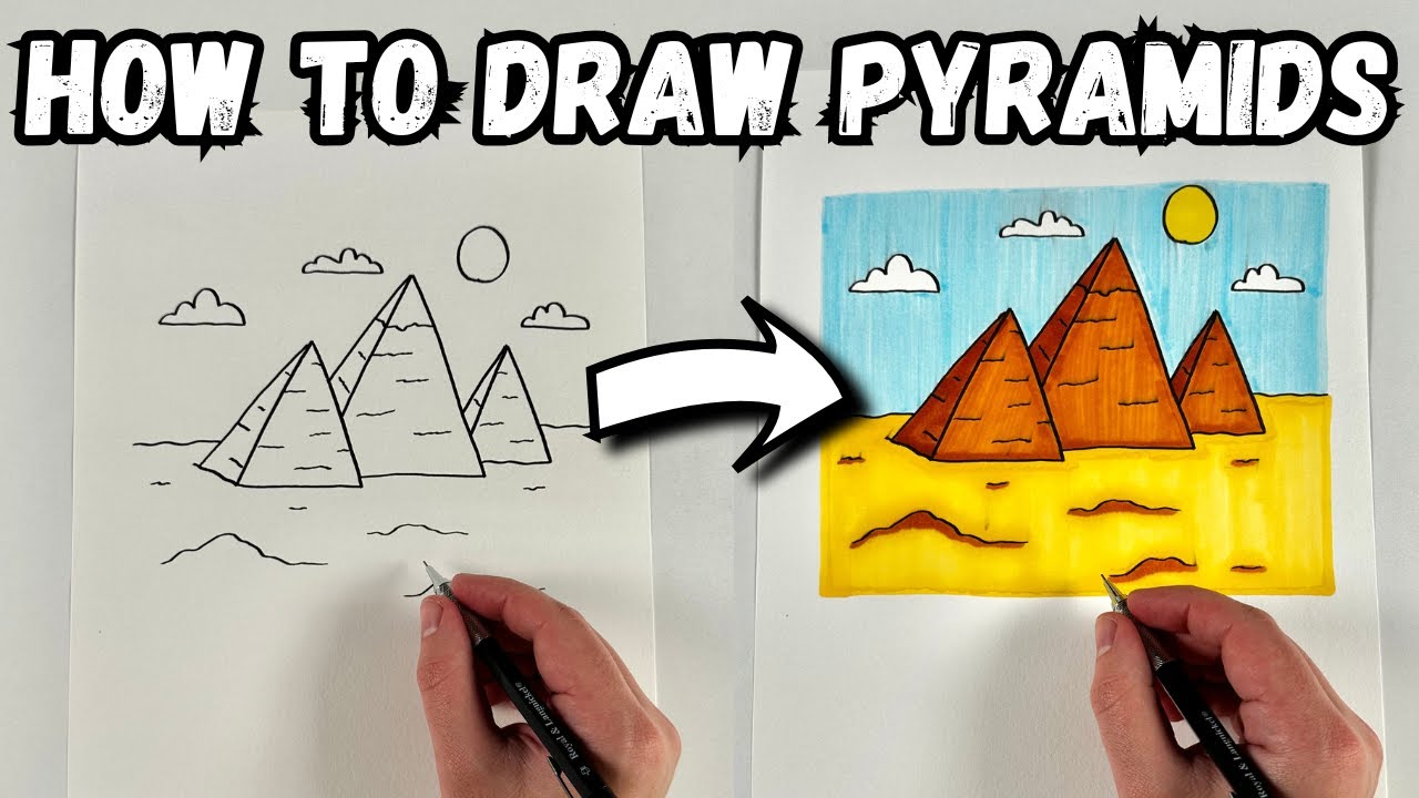 How To Draw The Pyramids Of Giza - YouTube