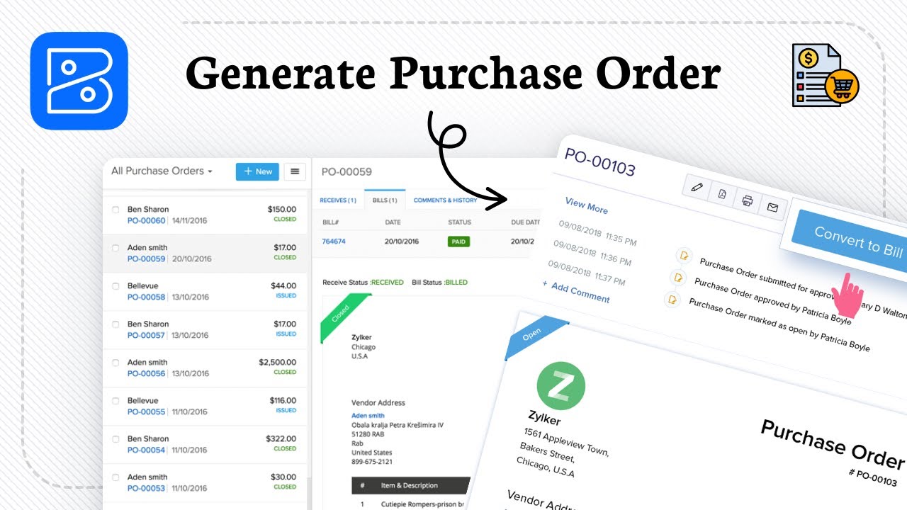 How to create purchase order in Zoho Books (Supplier Transaction) - YouTube