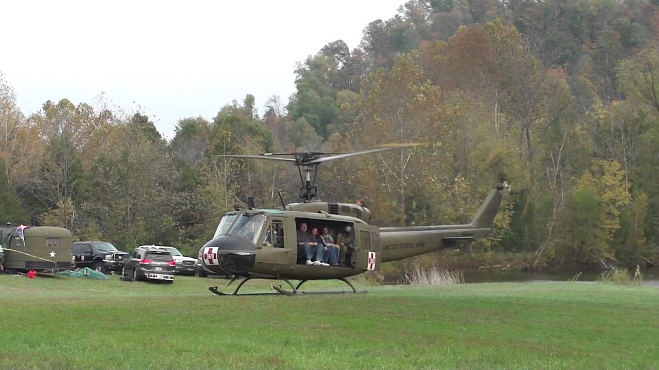 Bell UH-1 Huey Dustoff-Landing and Takeoff - YouTube