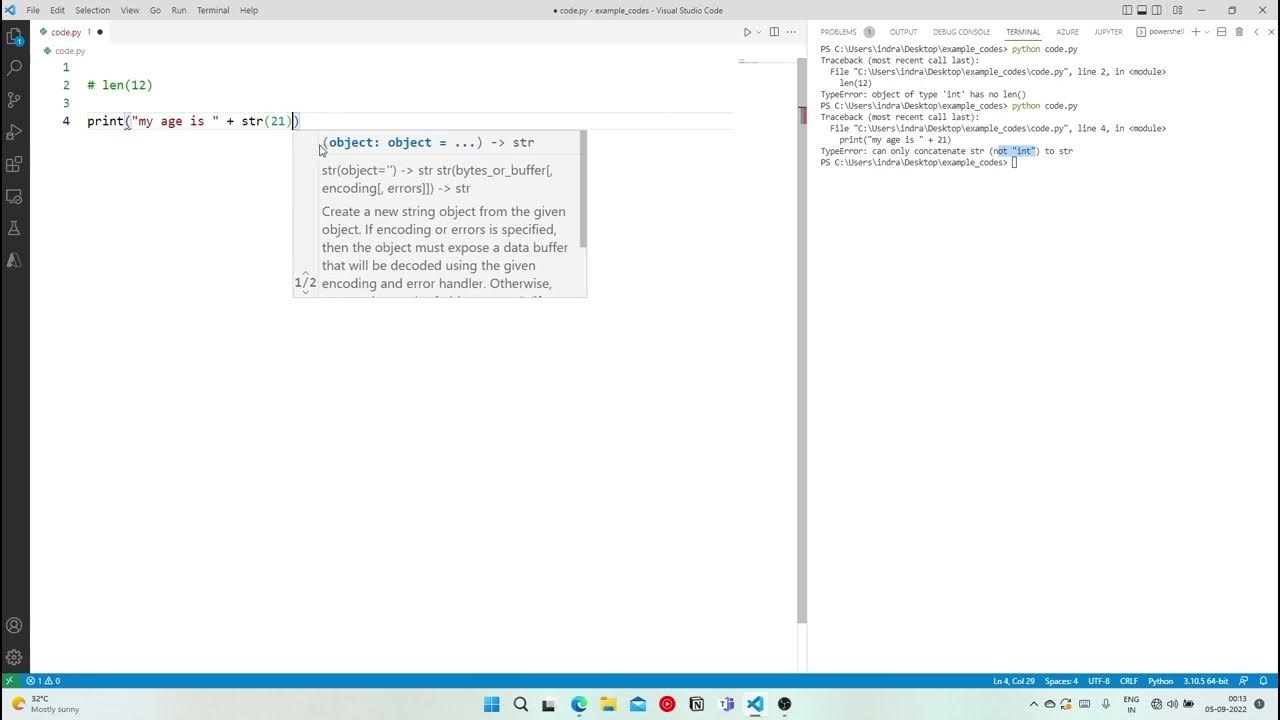 13. Common Datatype errors | Python in Hindi - YouTube