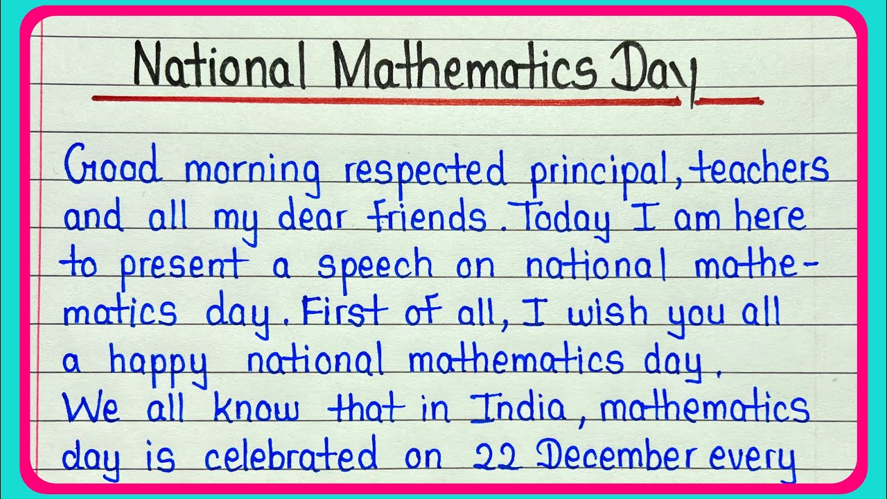 Speech on national mathematics day in english || Mathematics day speech ...