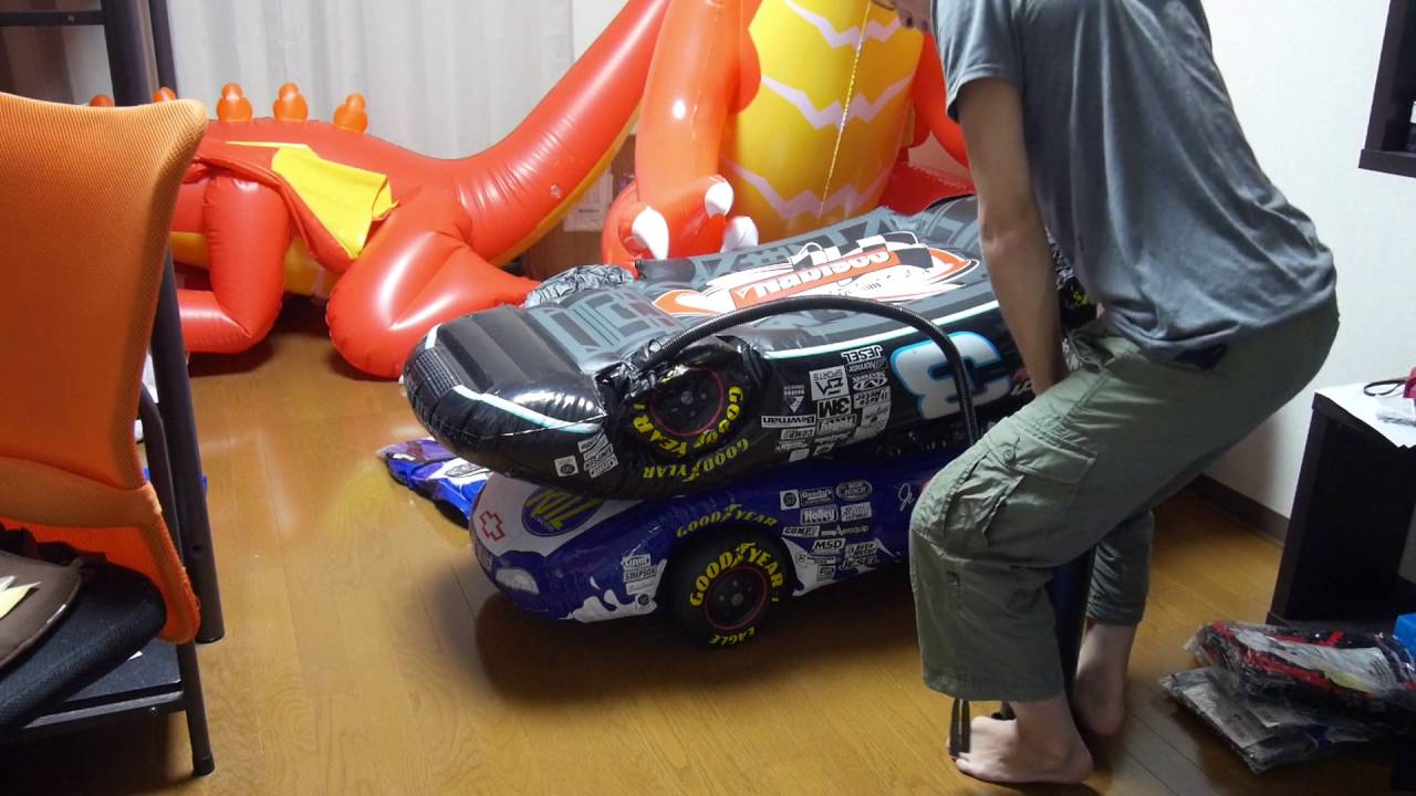 Inflatable nascars inflation - YouTube