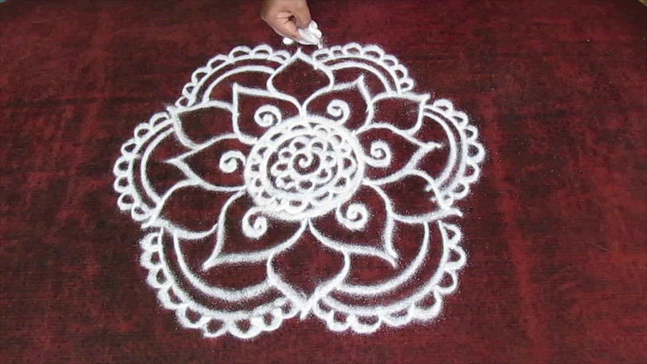 Poo Kolam simple and easy rangoli - YouTube
