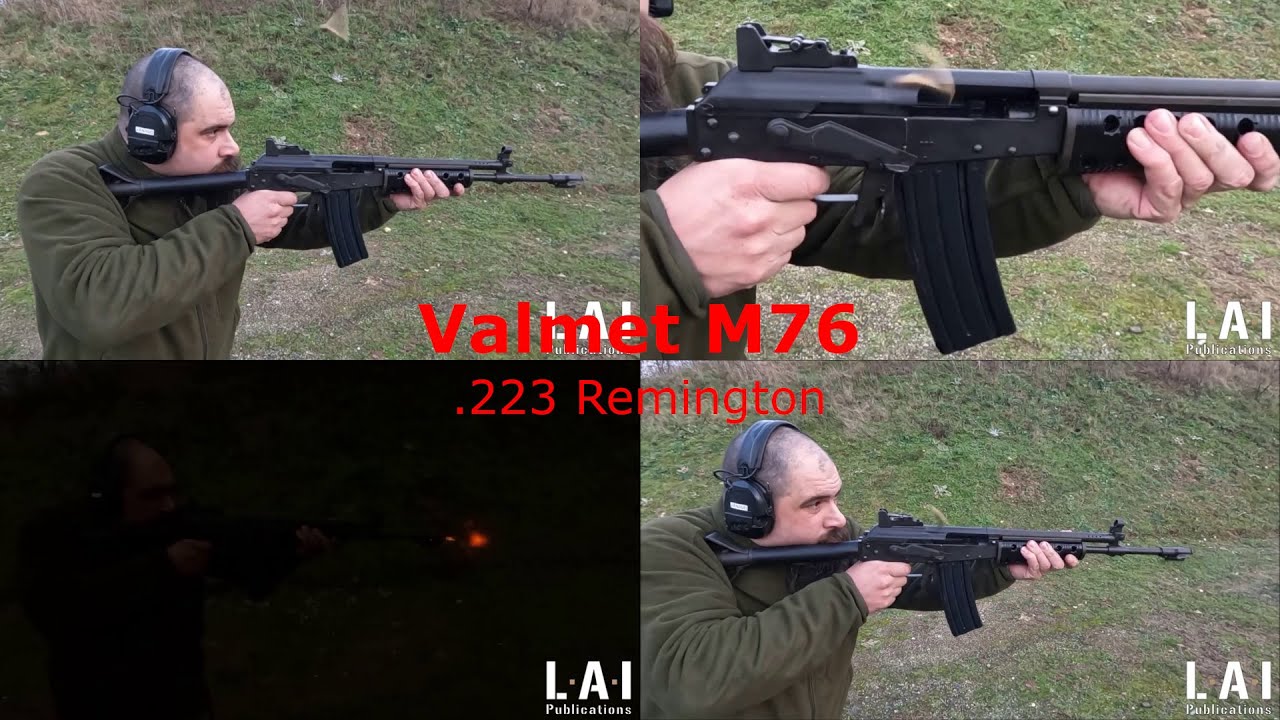 Valmet M76 : semi and full automatic shooting, slow-motion and dusk ...