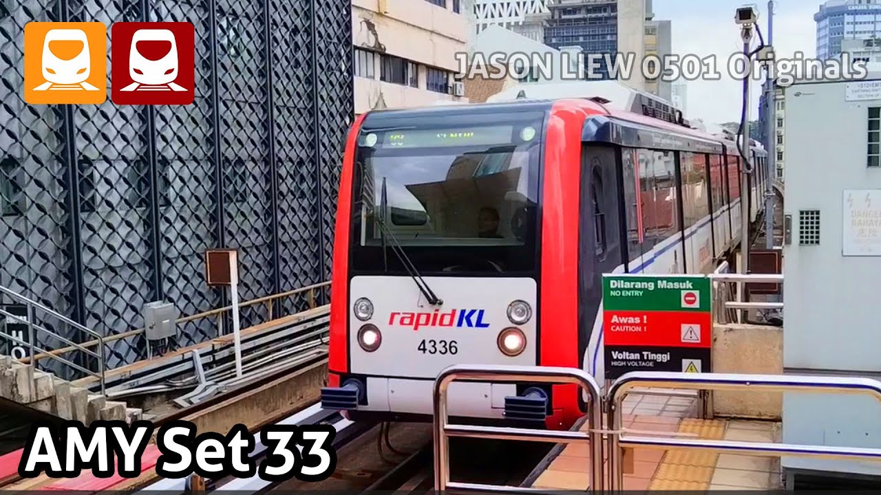 LRT Ampang/Sri Petaling Lines AMY Set 33 Arriving at Masjid Jamek ...